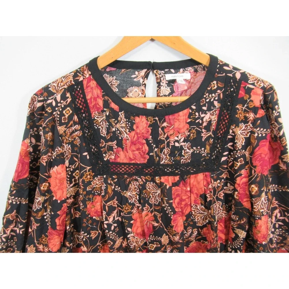 Maurices | Tops | New Maurices Pleated Crochet Blouse Women Xl Black ...